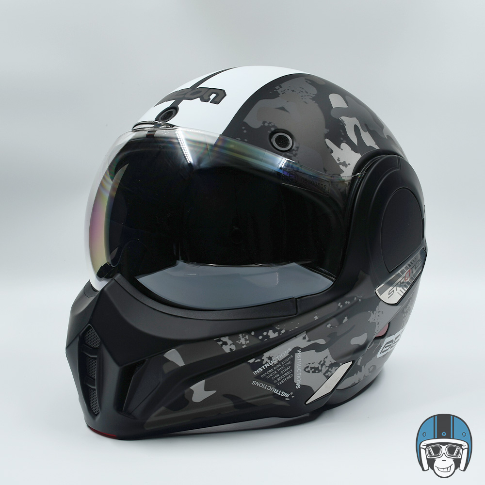 Beon B707 SKULL Zwart/Wit - Voordeelhelmen.nl