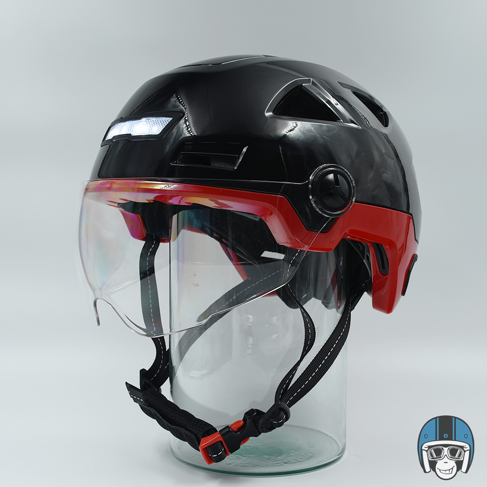 VITO E-Light + Vizier Gloss Black/Red - Voordeelhelmen.nl